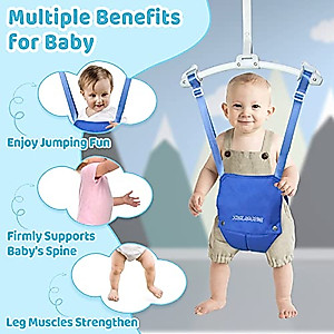 Baby Jumper, Baby Doorway Jumper w/Sturdy Adjustable Strap, Jumper for 6-24 Months Infant with Door Clamp is Portable and Easy to Use(Blue)