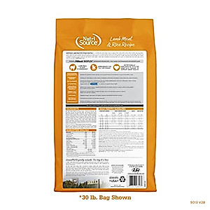 NutriSource Adult Dog Food, Made with Lamb Meal and Rice, with Wholesome Grains, 30LB, Dry Dog Food