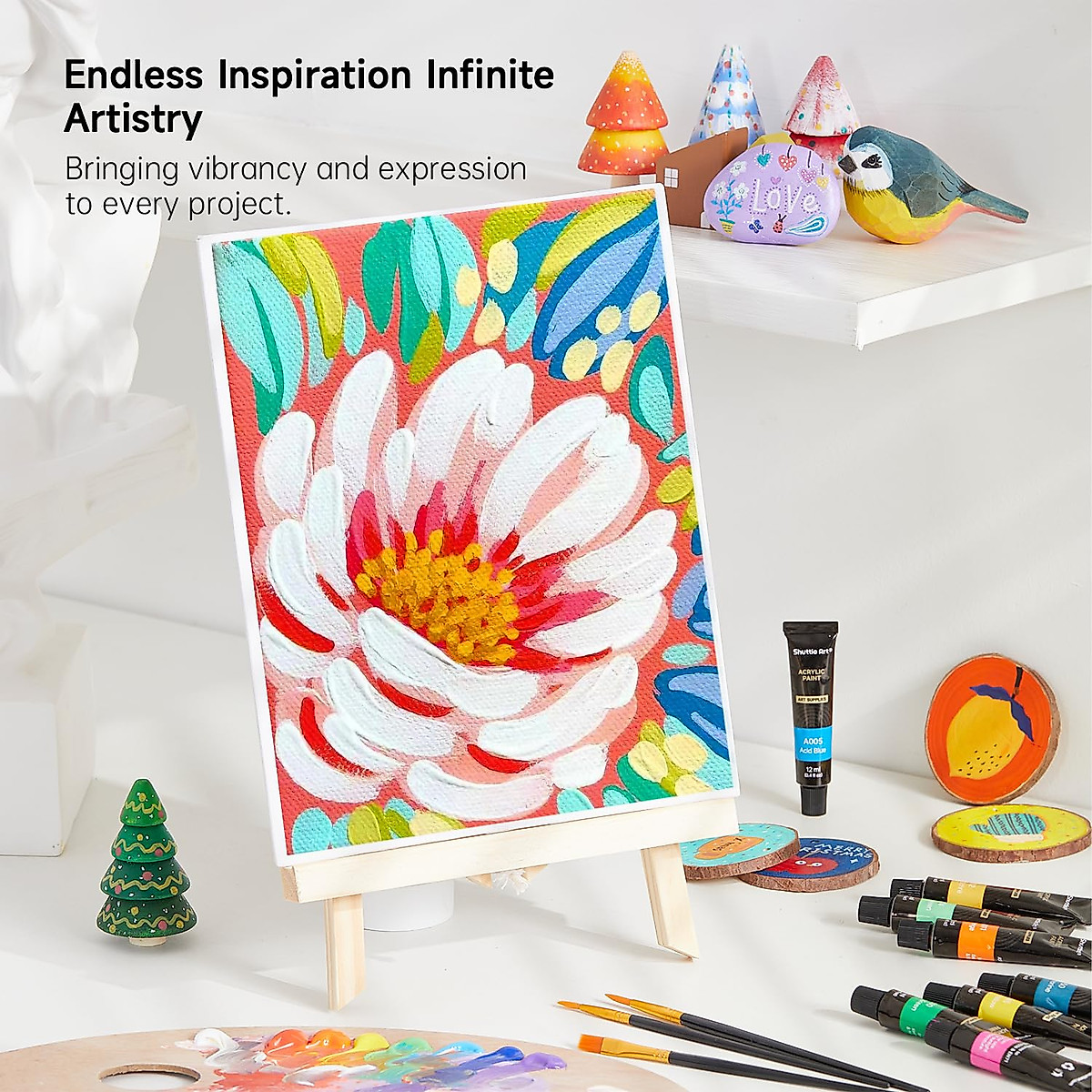 Acrylic Paint Set, Shuttle Art 30 x12ml Tubes Artist Quality Non Toxic Rich Pigments Colors Great for Kids Adults Professional Painting on Canvas Wood Clay Fabric Ceramic Crafts