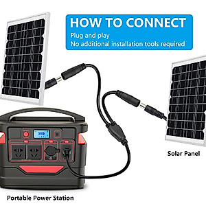 RIIEYOCA DC 8mm Y Branch Parallel Adapter Cable,14AWG 8mm Female to XT60 Female Solar Panel Power DC 8mm Plug,with DC 5.5x2.5mm Converter,for Portable Power Station Solar Panel(1m/3ft)