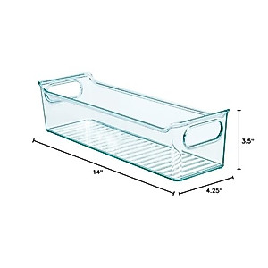 mDesign Slim Plastic Nursery Storage Container Bins with Handles for Organization in Pantry, Cabinet, Closet or Cubby Shelves - Organizer for Baby Food, Bibs, Formula, and Burp Cloths - 4 Pack, Blue