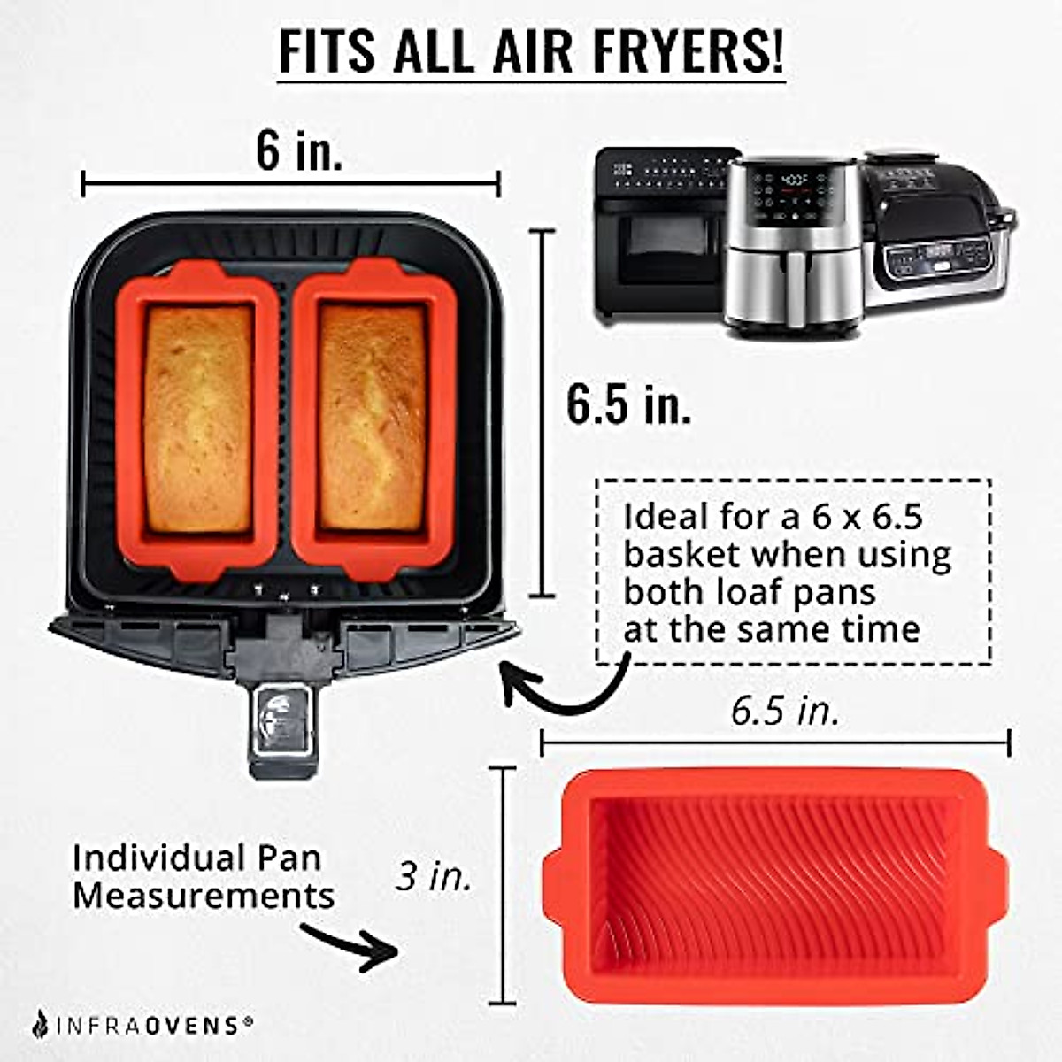 Air Fryer Silicone Loaf Pans for Baking, Non-Stick Mini Bread Cake Pan, Small Airfryer Bakeware Sets, Meatloaf Brownie Corn, Fits Instant Pot, Ninja Foodi, Cosori, Chefman, Power XL, Dash, BPA Free
