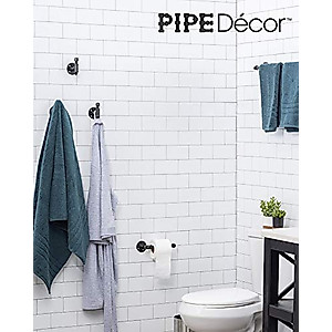 PIPE DECOR Robe and Towel Single Hook Kit Heavy Duty DIY Style, Rustic and Chic Industrial Iron Pipe with Electroplated Black Finish, Wall Mounted, Mounting Hardware Included, Oil + Rust Free (3)