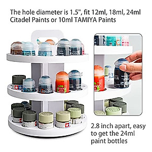 SANFURNEY 3-Tier Spinning Paint Organizer Rack for 48 Bottles, Rotating Tower Craft Paint Storage Holder Stand, Compatible with Citadel Paints