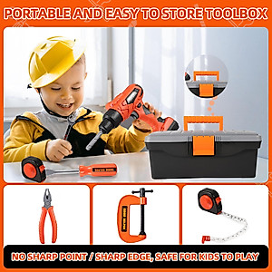 Elitoky Kids Tool Set - 35 PCS Toddler Tool Set with Tool Box & Electronic Toy Drill, Pretend Play Kids Construction Toy, Toddler Boy Toys, Toy Tools for Kids Ages 3,4,5,6,7,8 Years Old