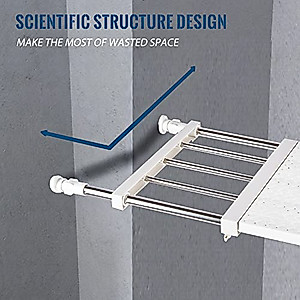 ChoiCARE Closet Tension Shelf & Rod, Adjustable Organizer for Closet, Expandable Closet Tension Shelf Storage Rack for Cabinet Wardrobe Cupboard Kitchen Bedroom ((13-20.9) x 11.8'')