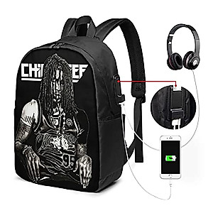 JamesHEvans Chief Popularity Rapper Keef Extra Large Travel Laptop Backpack, College School Computer Bookbag With USB Charging/Headphone Port Daypack Fits 17x 12 x 6.5 Inch Laptops Bag For Men Women