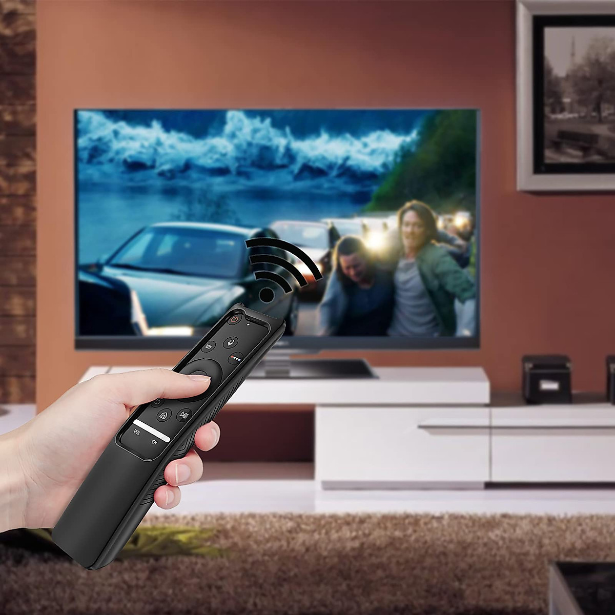 Fintie Protective Case Compatible Samsung Smart TV Remote Controller BN59 Series, CaseBot Light Weight Kids-Friendly Anti Slip Shock Proof Silicone Cover, Black