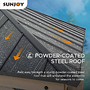 Sunjoy 11 x 11 ft. Hardtop Gazebo Cedar Wood Framed Hot Tub Gazebo with Steel and Polycarbonate Hardtop and bar Shelf, Matte Black by SummerCove