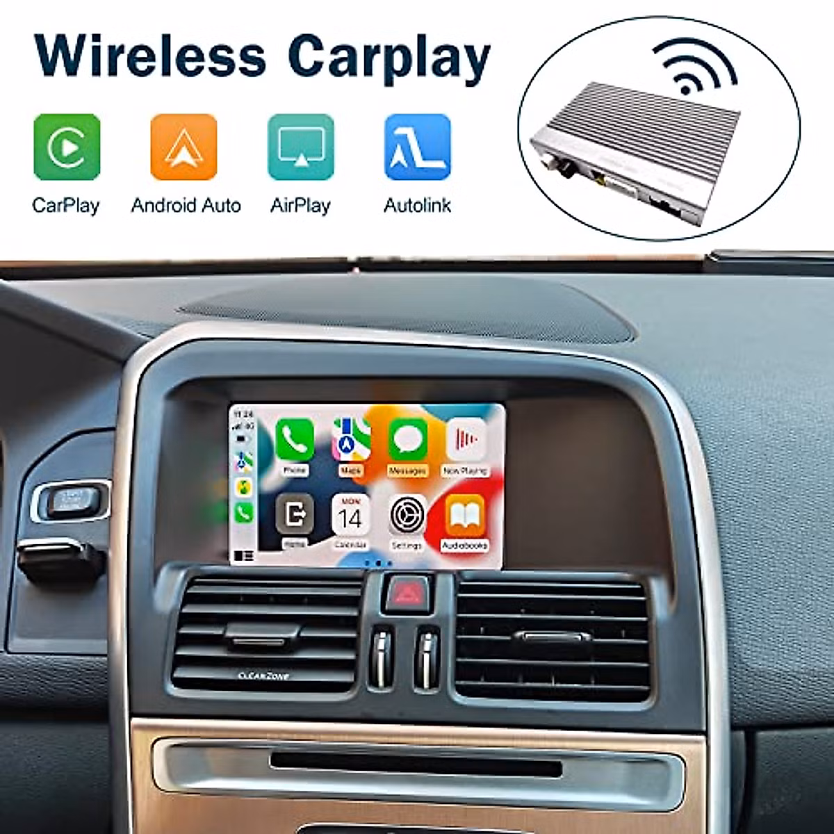 NINETOM Wireless Carplay Retrofit Kit Decoder for Volvo XC60 S60L V40 2014-2017 Year, Support Android Auto, Mirror Link, Rear Camera, Original Car Function