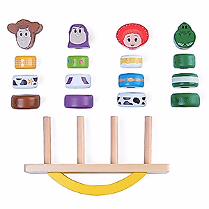 Disney Wooden Toys Toy Story Balance Blocks, 17-Piece Set Features Woody, Buzz Lightyear, Jessie, and Rex, Amazon Exclusive, by Just Play