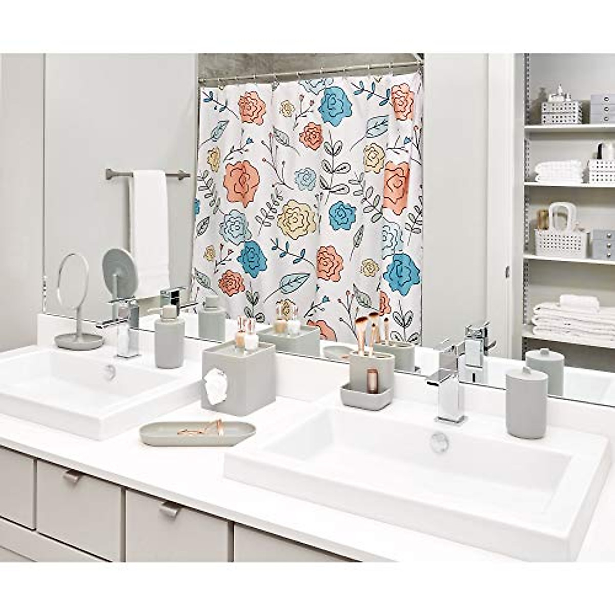 IDesign Plastic Divided Shower Caddy Tote, College Essential for Dorm Room, Communal and Shared Bathroom, The Orbz Collection - 11.25" x 5.25" x 12", White