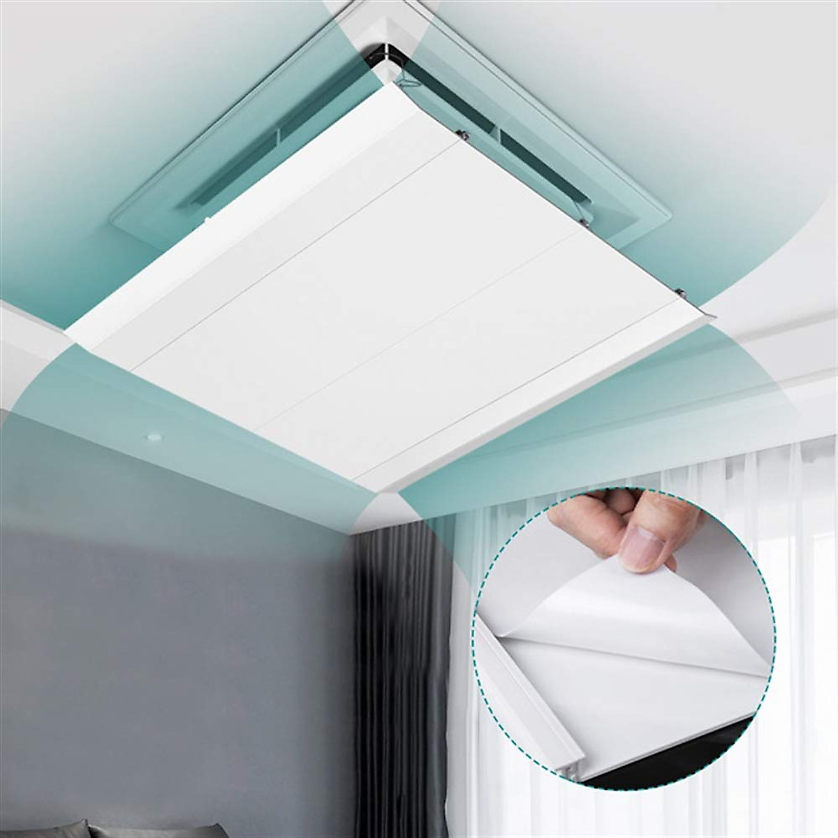 Liveinu Canvas Air Deflector Adjustable Reusable Heat and Air Deflector for Drop Ceiling Vents RV, Home HVAC, AC and Ceiling Registers Air Conditioner Deflector White 11.7"x11.7" Inch