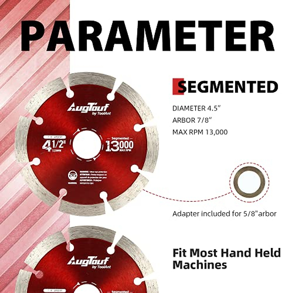 4-1/2" Diamond Blade, Segmented Diamond Saw Blade for Porcelain, Tile, Brick, Granite and Concrete (4.5"-3pcs)
