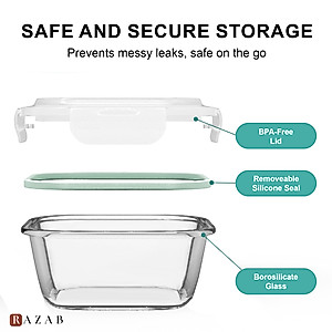 Extra Large Glass Food Storage Containers with Airtight Lid 6 Pc [3 containers with lids] Microwave/Oven/Freezer & Dishwasher Safe. BPA/PVC Free X-Large/Large/Medium Size Reusable Square container set