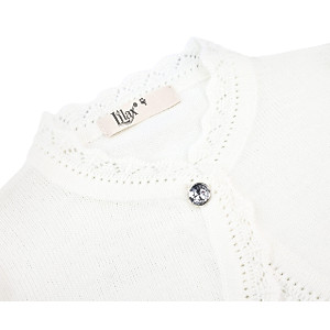 Lilax Little Girls' Knit Long Sleeve Button Closure Bolero Cardigan Shrug 3T Cream