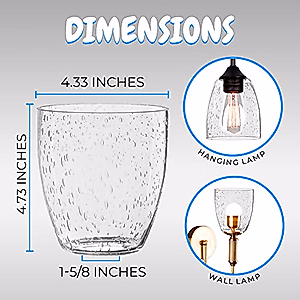 OhLectric Handblown Clear Seeded Glass Shade - Vintage Styled Light Shade For Chandelier And Pendant Lights - Excellent Replacement Shade For Light Fixtures - Easy To Install - 4.73”x4.33” - OL-42780