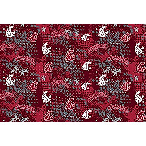 SYKEL ENTERPRISES Washington State University Cotton Fabric by Sykel-Licensed Washington State WSU Cougars Splatter Cotton Fabric