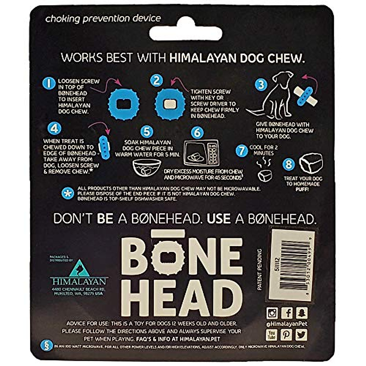 Himalayan Dog Chew Bonehead Large Dog Chew Holder, Secures Chews for Dogs, Chew Smarter and Longer, Stimulate Your Dog, Holds Yak Chews with Screw-in Fastener, 1 Dog Toy