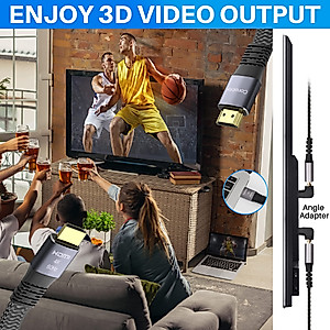 Flat HDMI Cable (2 Pack, 2FT+ 2FT), 4K HDMI High Speed Braided Cord, Pure Copper, Supports 4K@60Hz 2160p 1080p HDR HDCP 2.2 ARC Full 3D (with 25 Ties and 2 HDMI Adapters)- 2 Feet-2 Pack