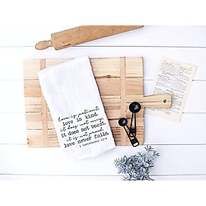 Handmade Corinthians Kitchen Towels - 100% Cotton Dish Towel Love is Patient Love is Kind - Valentine Engagement Bridal Shower Newlywed Hostess Gift (Love is Patient Love is Kind)