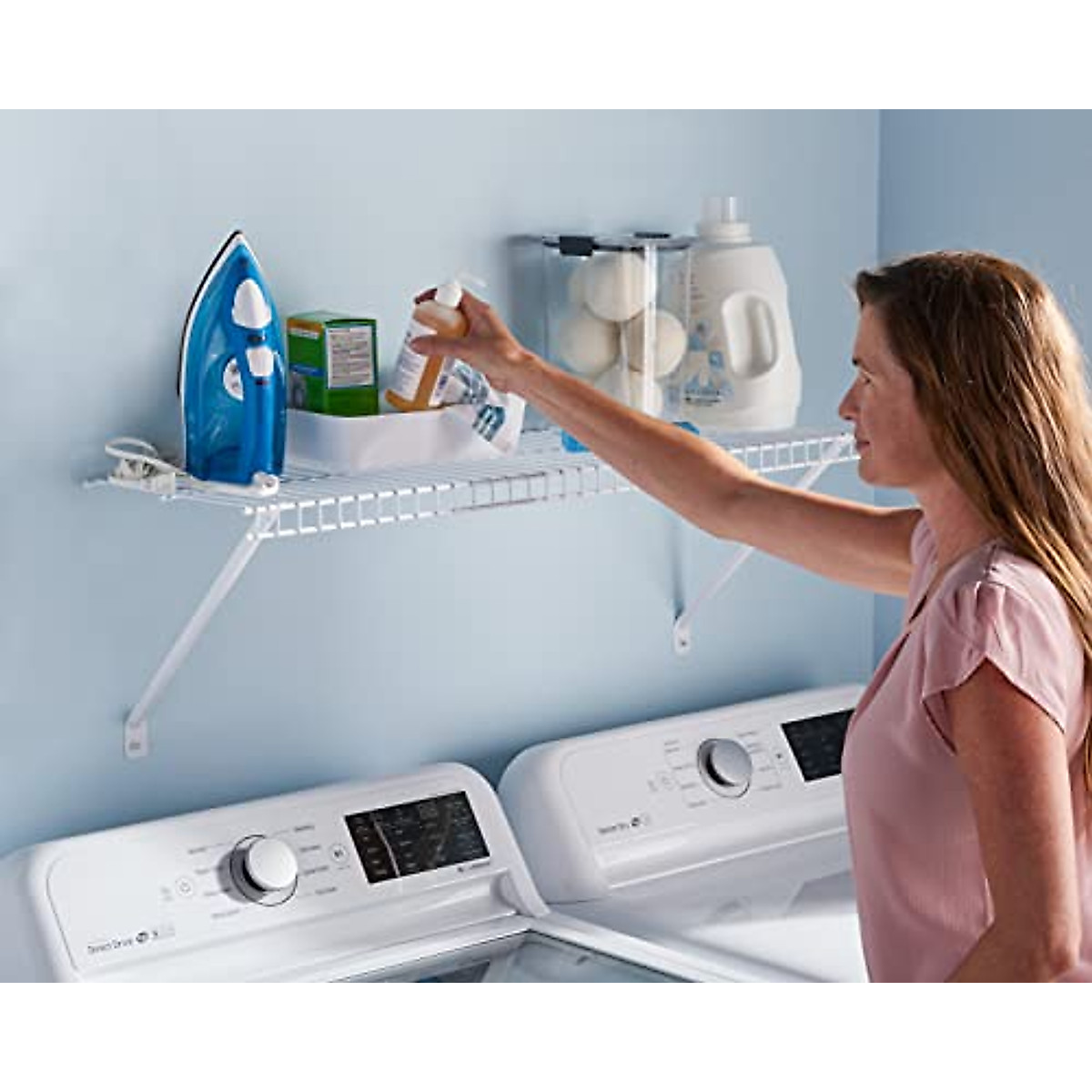 Rubbermaid Linen Closet Shelf Kit, 3-Feet, White, Wire Shelving System for Laundry Rooms, Linen Closets or Basements (Pack of 2)