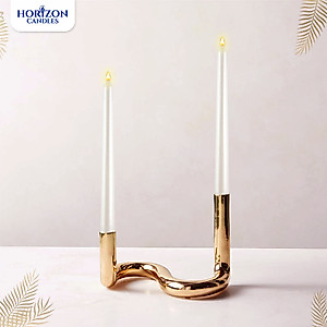 Horizon - 10-Piece Unscented Taper Candle Set | Smokeless & Dripless 9-Hour Burn | Perfect for Christmas Decor, Holiday Dinners, Weddings, and Festive Parties | Metallic Gold