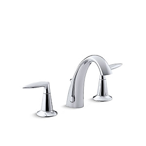 KOHLER K-45102-4-CP Alteo 2-Handle Widespread Bathroom Faucet with Metal Drain Assembly in Polished Chrome