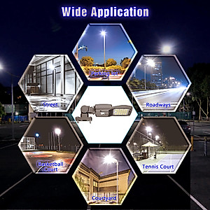 BBESTLED 200 Watts Outdoor LED Lights for Parking Lot Commercial, LED Parking lot Lights Adjustable Arm Mount Industrial UL DLC Listed 28000LM IP65 5000K 100-277VAC, 200W LED Shoebox Pole Light