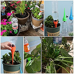 OZMI Plant Self Watering Spikes Devices, 12 Pack Automatic Irrigation Equipment Plant Waterer with Slow Release Control Valve, Adjustable Water Volume Drip System for Home and Vacation Plant Watering