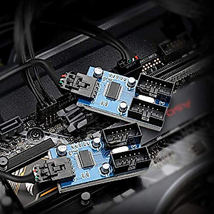 Kowlone Motherboard 9 Pin USB Header Splitter, Male 1 to 4 Female Extension Splitter Cable Desktop Card 9-Pin USB 2.0 HUB Connector Adapter Port Multiplier