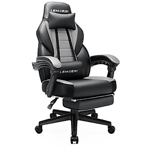 LEMBERI Gaming Chairs with Footrest,Ergonomic Video Game Chairs for Adults,Big and Tall Chair 400lb Weight Capacity, Racing Style Computer Gamer Chair with Headrest and Lumbar Support