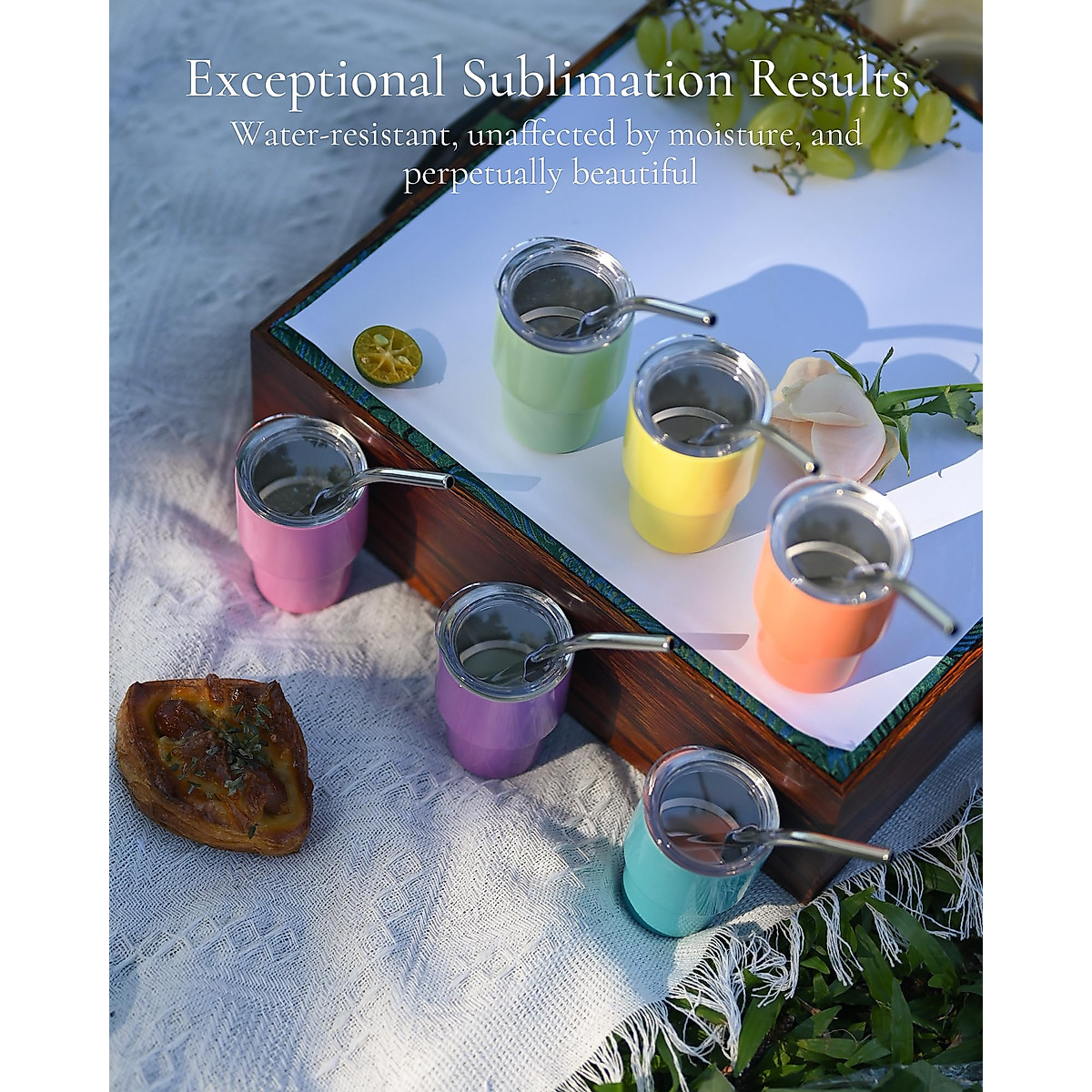 UIRZOTN 3oz Mini Tumbler Shot Glass with Straw and Lid, 6 Pack Stainless Steel Sublimation Shot Glasses for Wedding Party Whiskey Cocktail Bar with Straw and Lid