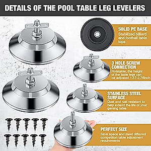Hicarer 8 Pieces Billiard Pool Table Leg Levelers Adjustable Leveling Feet Leveling Risers Furniture for Football Soccer Game Table 5 Inch Cabinets Metal Heavy Duty Cabinets Legs