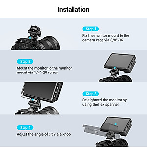 SmallRig Adjustable Camera Monitor Mount for ARRI-Style (Upgrade), 360° Swivel and 180° Tilt Monitor Holder Anti-Twist Support 5” and 7” Field Monitor- 2903B