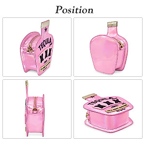 USTYLE Sparkling Bag for Women, Shoulder Purse Sequin Leather Bottle Shaped Crossbody Bag Clutch Purse Phone Wallet Shoulder Bags (holo-pink)