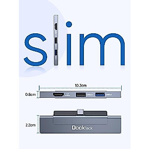 iPad Pro USB C Hub Multiport Adapter - Dockteck USBC Hub 5 in 1 with 100W PD, 4K 60Hz HDMI, Audio, USB 3.0, USB C Dock with Magnetic Grip for iPad Pro 12.9 2021 2020 2018, iPad Air, iPad Mini 6