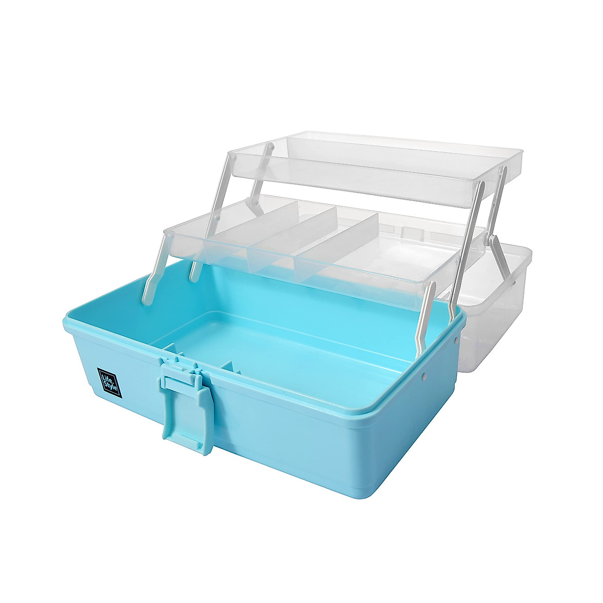 3 Layers Plastic Portable Storage Box, Multipurpose Organizer and Storage Case for Art Craft and Cosmetic, Portable Handled Storage Box for Home, School, Office, First Aids (Pink)