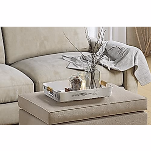 White Coffee Table Tray - 16.5"x12" - White Ottoman Tray for Living Room - White Trays for Coffee Table - White Tray with Handles - Farmhouse Tray for Coffee Table - Decorative Trays for Coffee Table