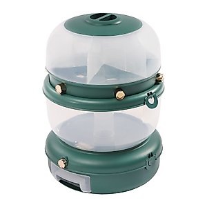 DYNAMI 7-in-1 Cereal Storage Container, Double Layer 360° Rotating Grain Storage Food Dispenser,Large 19Lbs Airtight Food Storage Container for Grain, Beans, Rice (Dark Green)