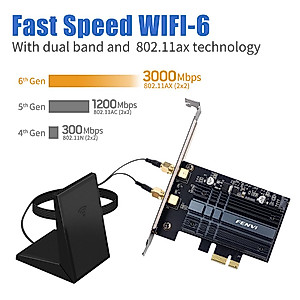 FENVi AX3000 WiFi 6 PCIe BT5.3 Card AX200NGW PCI-E WiFi Adapter Wi-Fi 6 802.11ax Card Internet Network Wireless PCIe Card Next-Gen MU-MIMO 2.4GHz 5GHz 3000Mbps 11AX Miracast vPro OFDMA WiFi nic