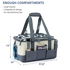 FRECOLSH Large Grill Caddy-BBQ/Tailgating Accessories, BBQ/Camping Caddy -Blackstone Grill Condiment Holder-Camping Gear-Grilling Bag-Camper Must Have Bag - Grilling Gifts for Men, Father's Day