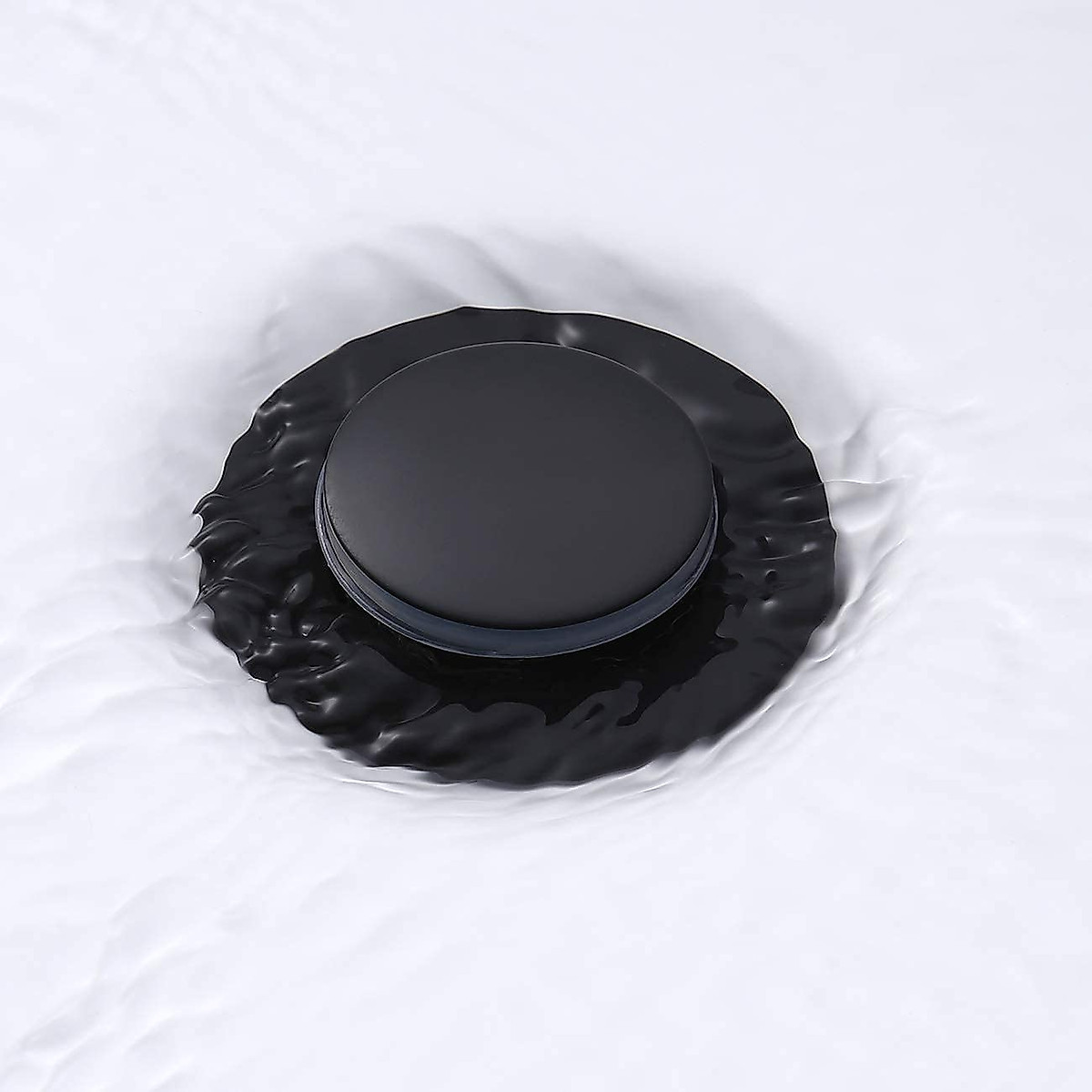 KES Bathroom Sink Drain with Overflow Pop Up Drain Assembly Vessel Sink Stopper Matt Black, S2007A-BK