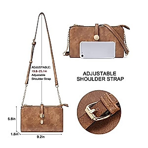CLUCI Leather Crossbody Bags for Women Small Vintage Shoulder Purses Travel Bag Adjustable Strap Two-Tone Brown