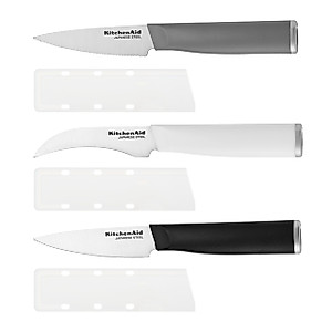 KitchenAid Paring Knife Set, High Carbon Stainless Steel Kitchen Knife Set, Razor-Sharp Blades, 3 Piece, Multicolor