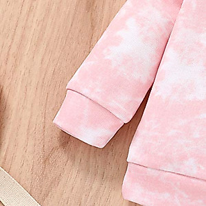 HAPPYMA Toddler Baby Girl Pants Sets Solid Color Long Sleeve Blouse Top + Pants Fall Outfits 2PCS Winter Newborn Clothes (Tie-dye: Pink, 18-24 Months)