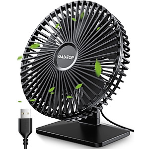 Gaiatop USB Desk Fan, Portable Powerful Small Table Fan, 6.5 Inch Quiet 4 Speeds Wind Desktop Personal Fan, 90° Rotate Mini Fan for Better Cooling Room, Office, Travel (Blue)