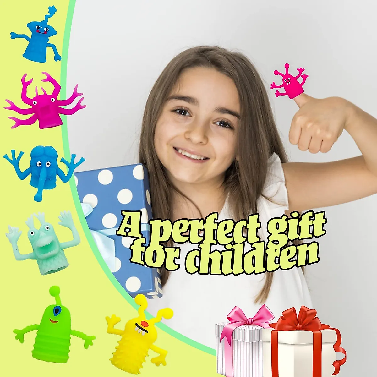 20 Pcs Finger Puppets Toys,Funny Colorful Monster Stretchy Finger Puppets,Soft Rubber Finger Doll Toys for Children's Party Favors