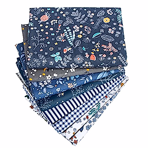 Aubliss 8pcs Fat Quarter Fabric Bundles 19.6'' x 19.6''(50cm x 50cm) Cotton Craft Fabric Pre-Cut Squares Sheets for Patchwork Sewing Quilting Fabric(Checked/Striped/Floral)