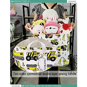 FANKANG Square Nursery Hamper Storage Bins Canvas Laundry Basket Foldable with Waterproof PE Coating Large Storage Baskets Gift Baskets for Children, Office, Bedroom, Clothes,Toys (square engineering)